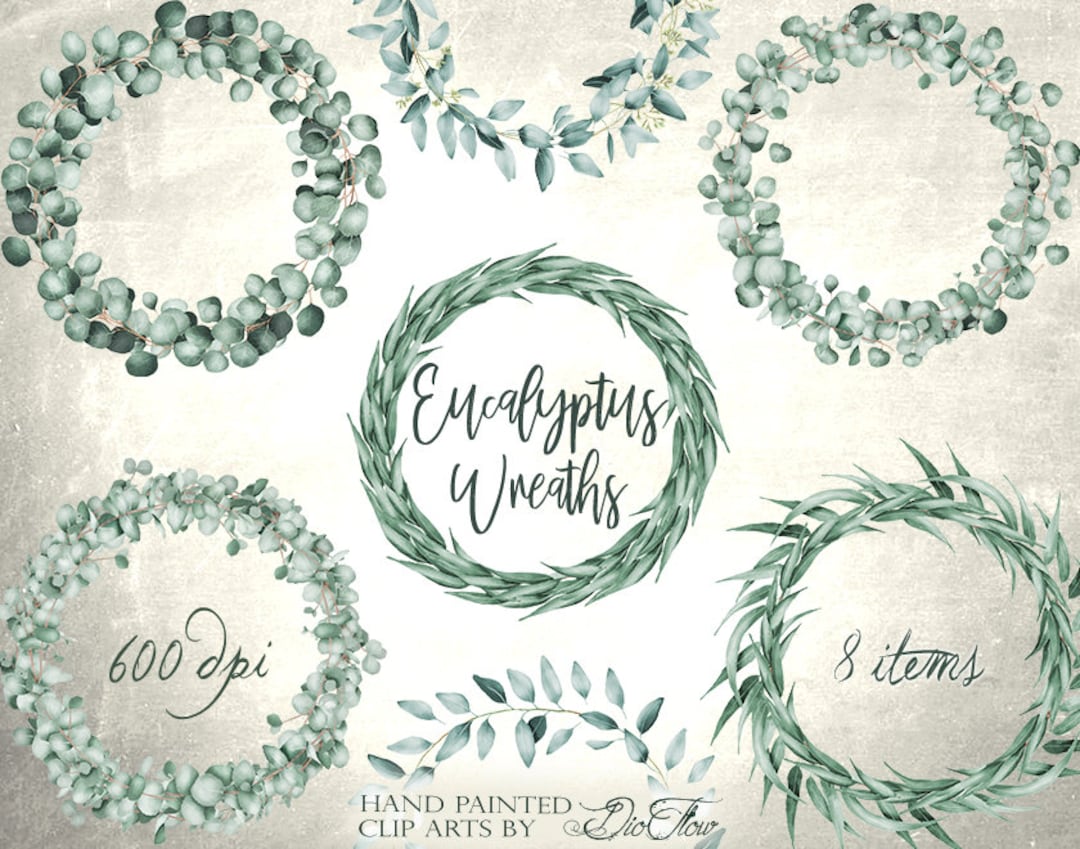 Eucalyptus Wreaths Clipart Watercolor Frames Greenery Clip Art Baby ...