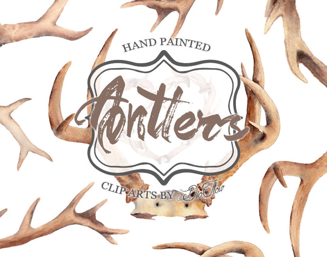 Antler Clipart Woodland Deer Watercolor Forest Handpainted Illustration ...