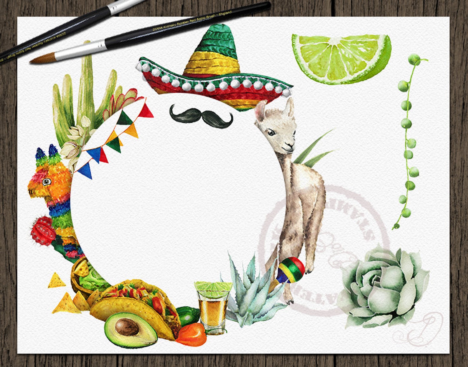 Watercolor Mexico Clipart Mexican Clip Art Invitation - Etsy
