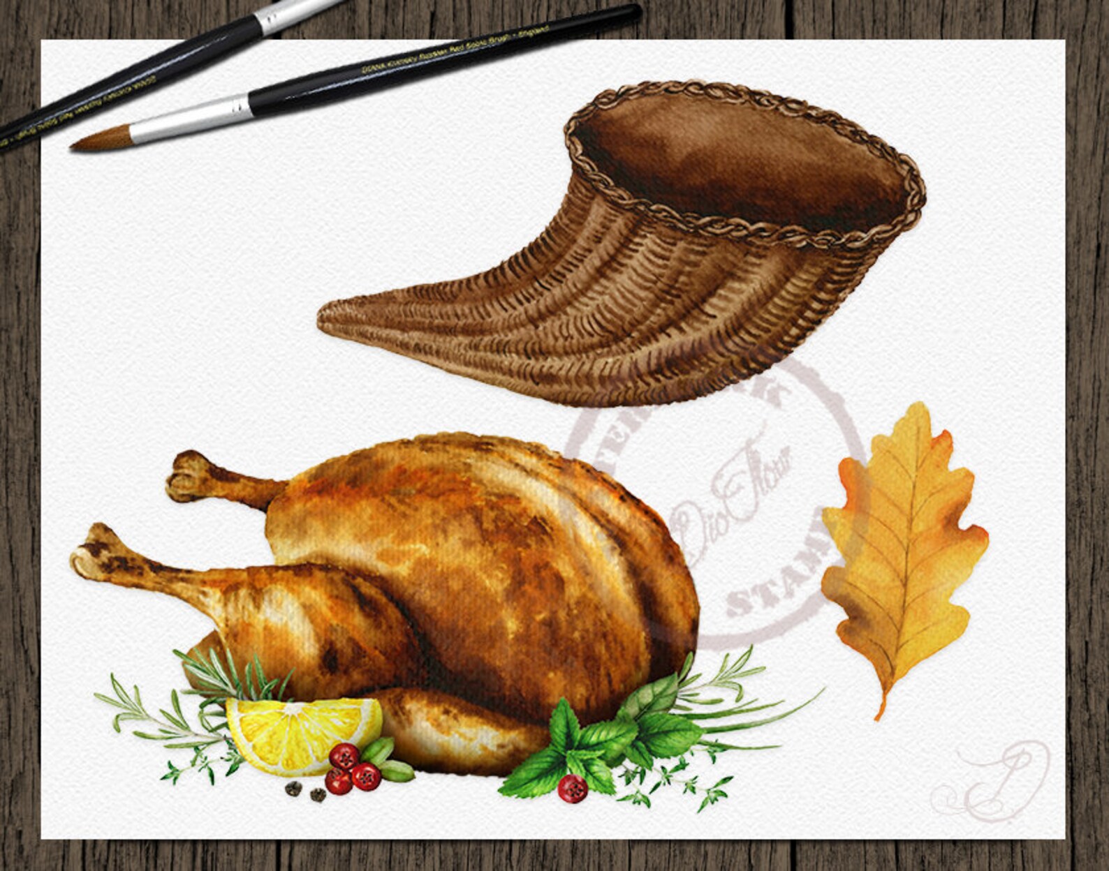 Watercolor Thanksgiving Clipart Give Thanks Clip Art Autumn | Etsy