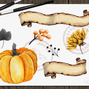 Watercolor Halloween Bat Fall Autumn Pumpkin Clipart Leaves Flowers ...