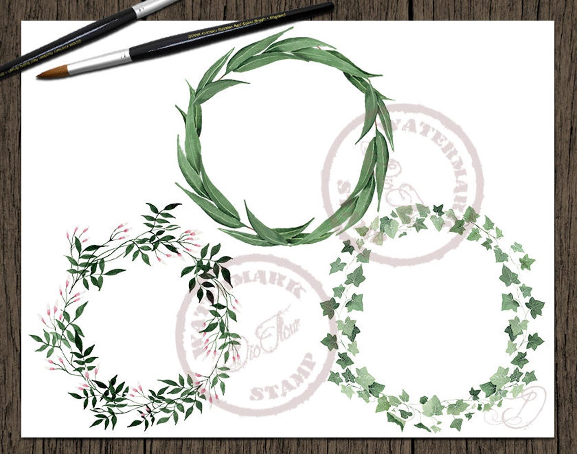 Greenery Frame Wreath Clipart Leaf Eucalyptus Woodland Fern | Etsy