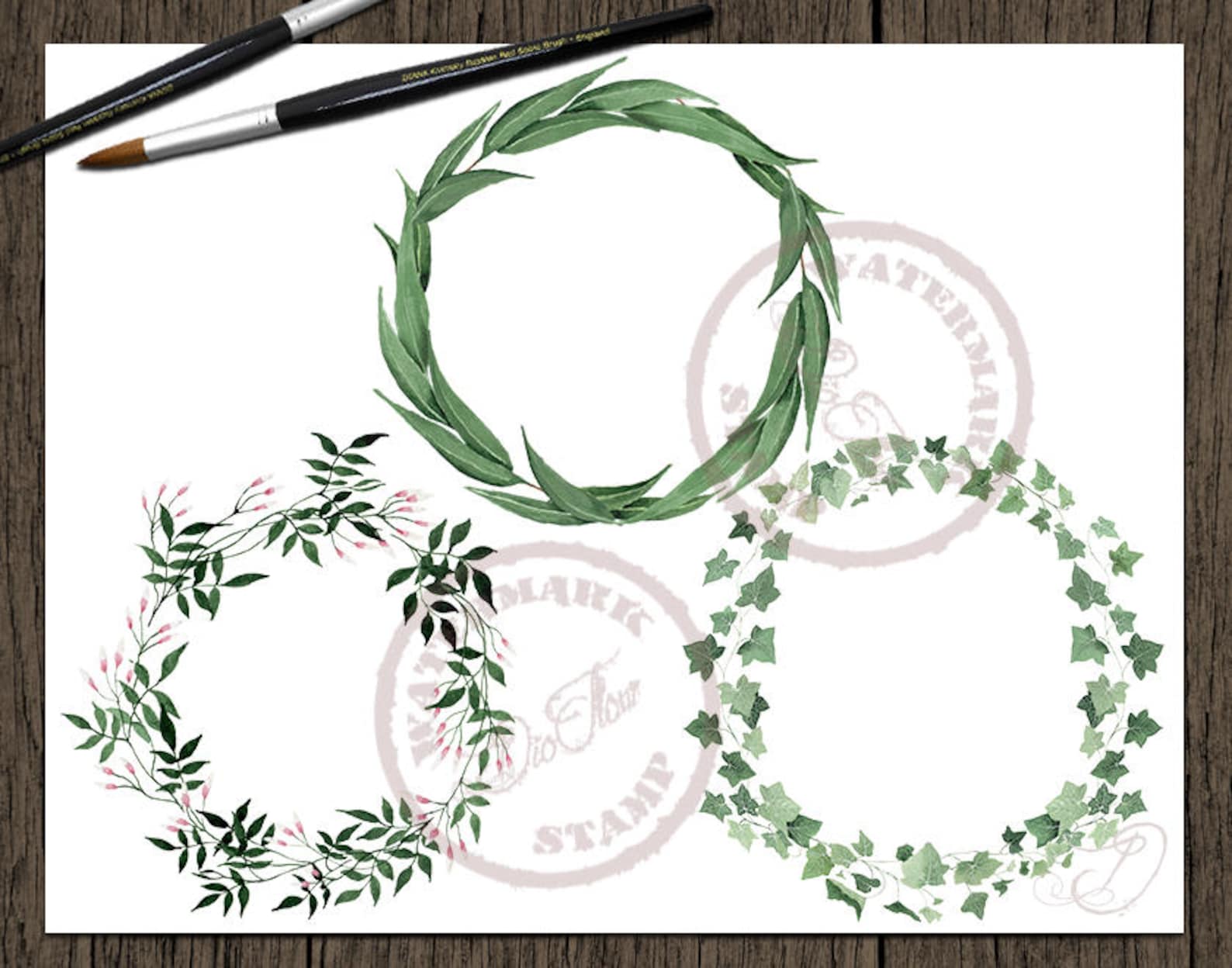 Greenery Frame Wreath Clipart Leaf Eucalyptus Woodland Fern | Etsy