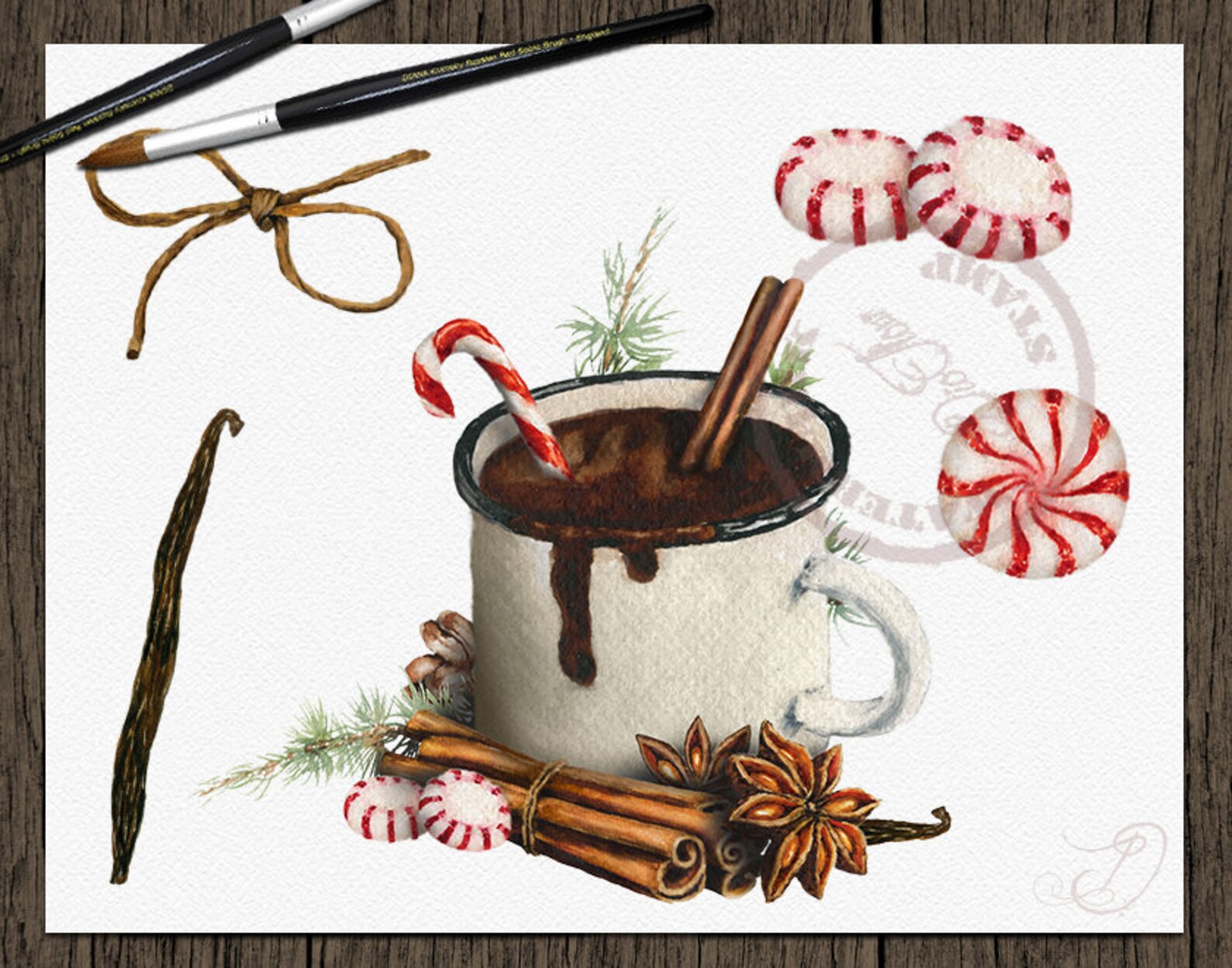 Watercolor Christmas Sweets Clipart Candy Cane Clip Art Winter - Etsy