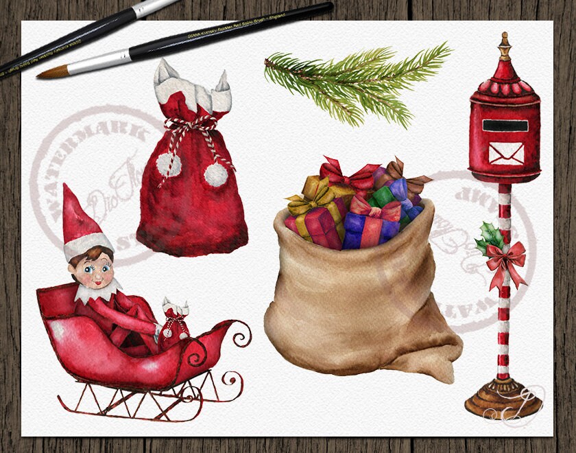Watercolor Christmas Santa Clipart Santa Claus Clip Art Winter ...