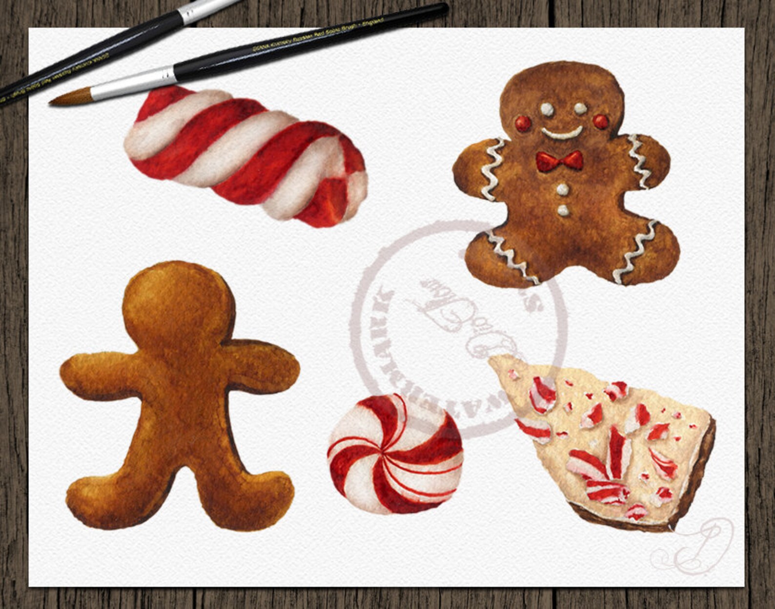 Watercolor Christmas Sweets Clipart Candy Cane Clip Art Winter ...