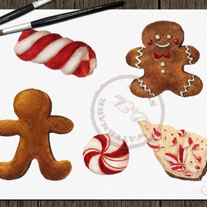 Watercolor Christmas Sweets Clipart Candy Cane Clip Art Winter ...