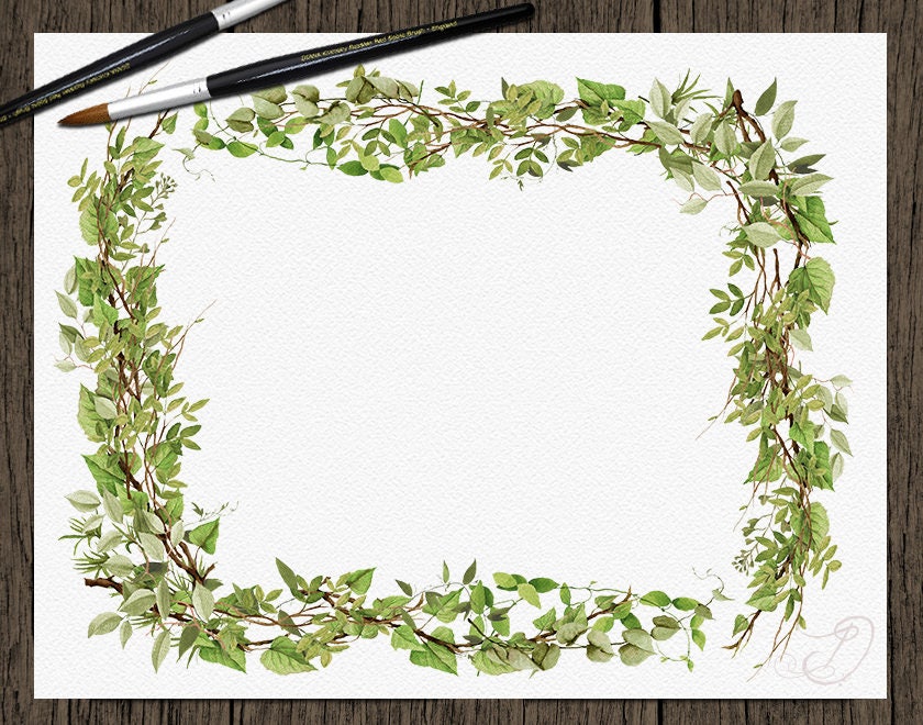 Watercolor Greenery Clipart Leaves Branches Vines Woodland Clip Art ...