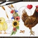 Watercolor Hen Chick Clipart Farm Chicken Coop Flowers Clip Art Rustic ...