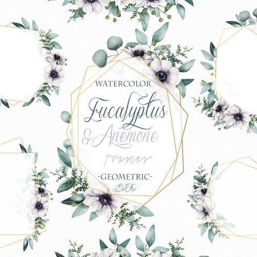Watercolor Greenery Geometric Clipart Frame Greenery Frames - Etsy