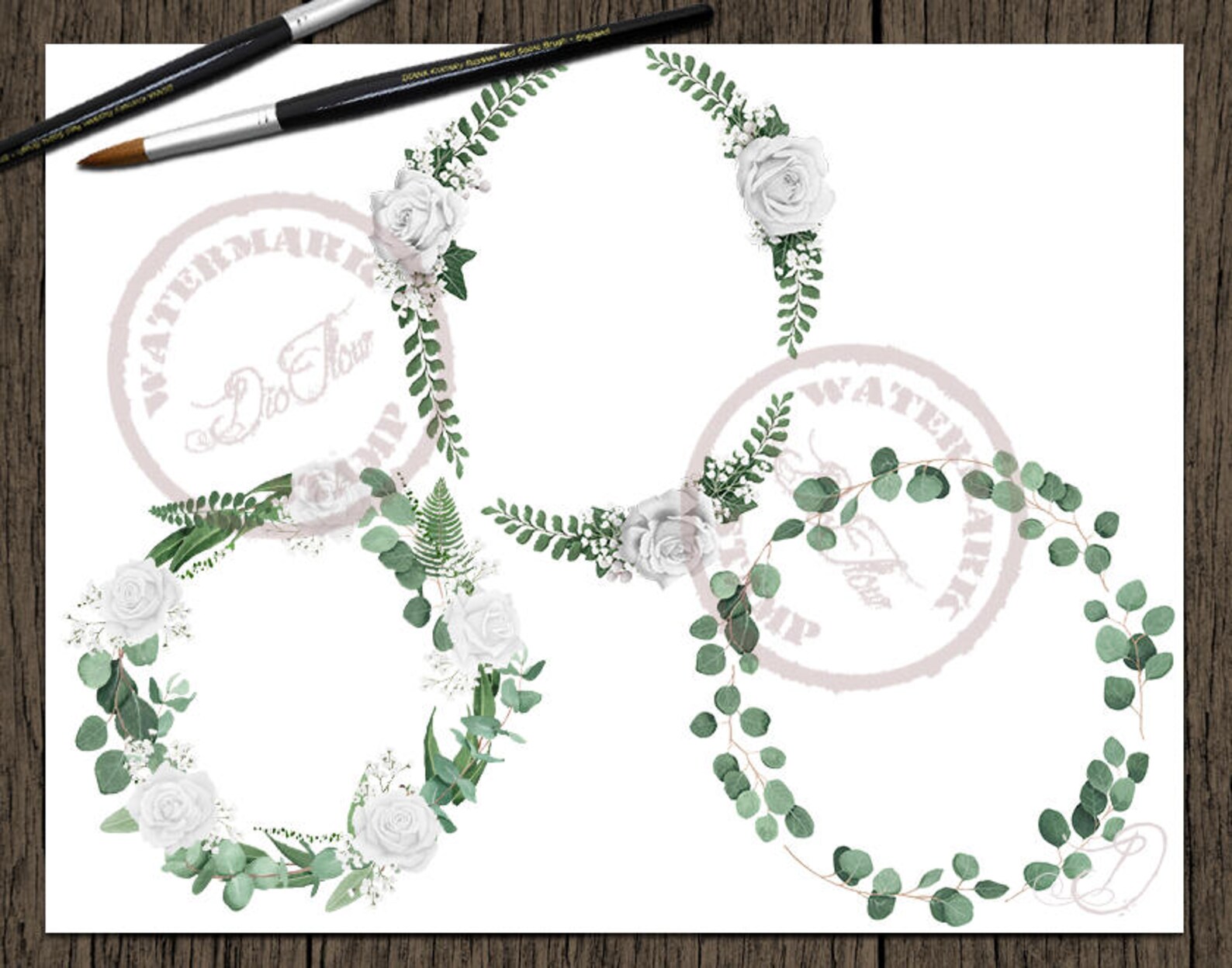 Greenery Frame Wreath Clipart Leaf Eucalyptus Woodland Fern | Etsy
