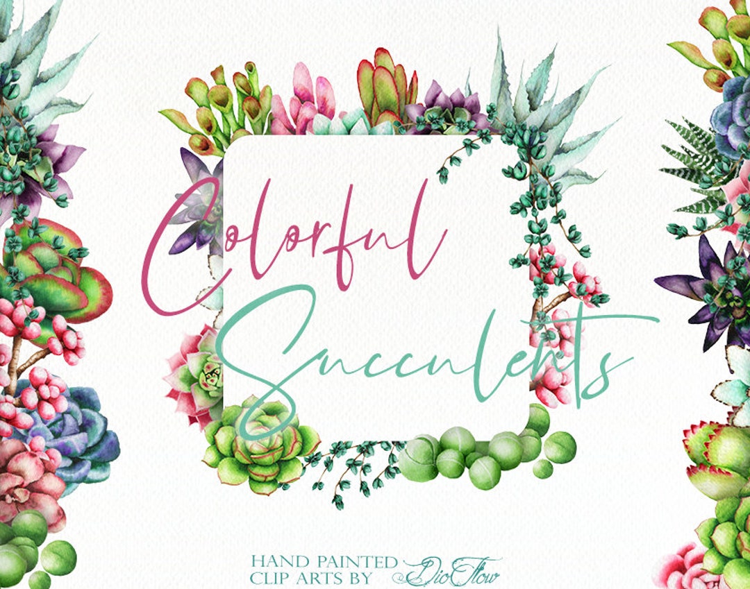Watercolor Succulent Clipart Watercolor Cactus Clip Art Air Plant Aloe ...