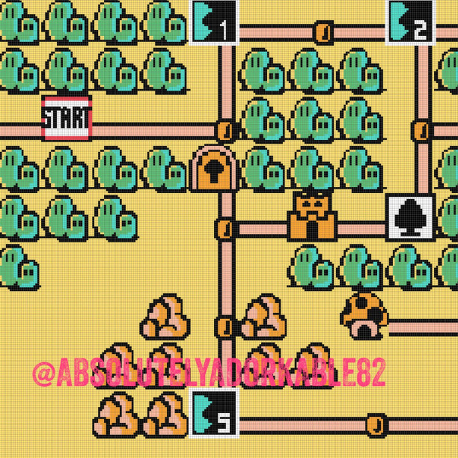 Marioland 3 Map Graph Pattern - Etsy