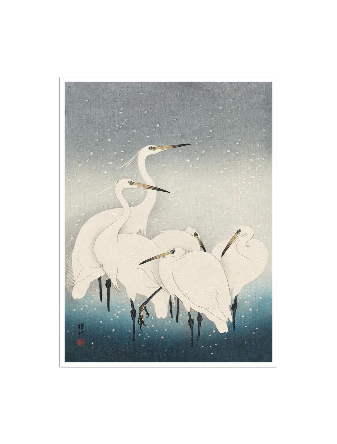 Ukiyo-e Egrets Poster Ohara Koson Art Japanese Woodblock Print Japan ...