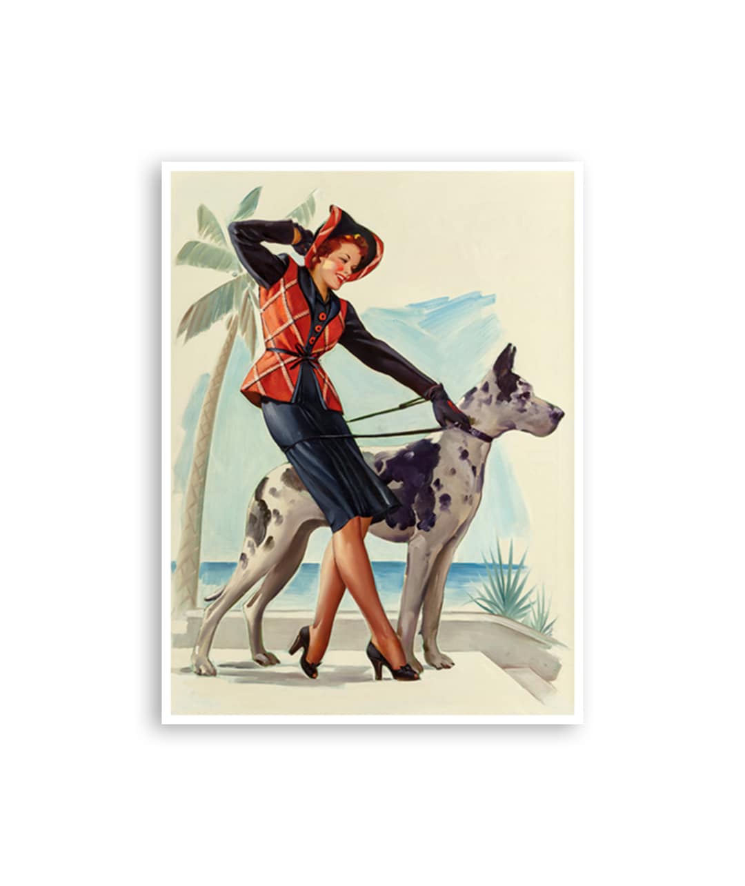 Great Dane Art Pin up Girls Poster Vintage Classic 1950's Print Fine ...