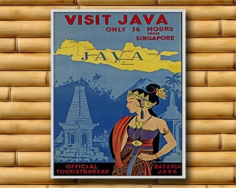 Java Travel Poster Indonesia Decor Wall Art Print ZT267 - Etsy