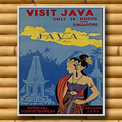 Java Travel Poster Indonesia Decor Wall Art Print ZT267 - Etsy