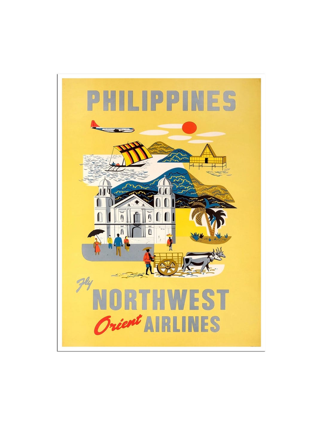 Philippines Art Filipino Print Northwest Airlines Travel Poster (ajt232 ...