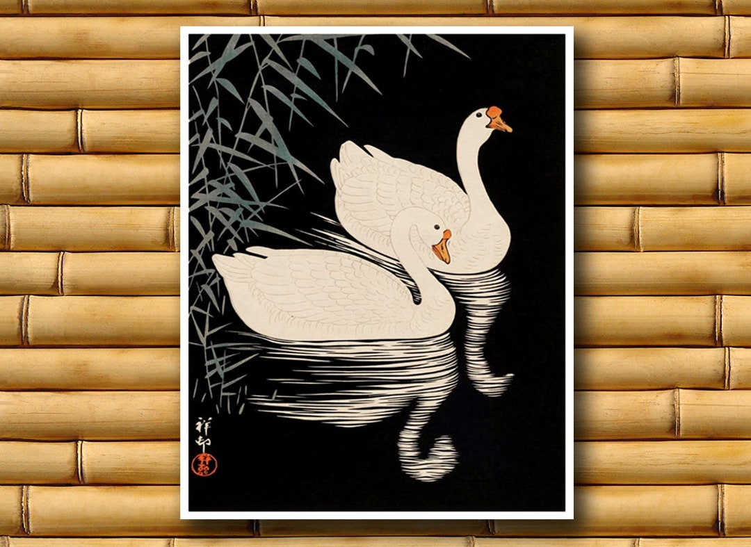 Swans Bird Art Japanese Decor Vintage Dragon Print Asian Poster J342 - Etsy