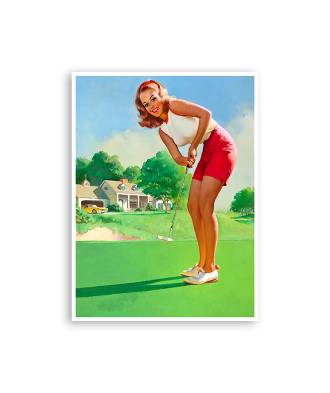 Vintage Golf Art Pin up Girl Poster Golfer Gift Man Cave Decor Sports ...