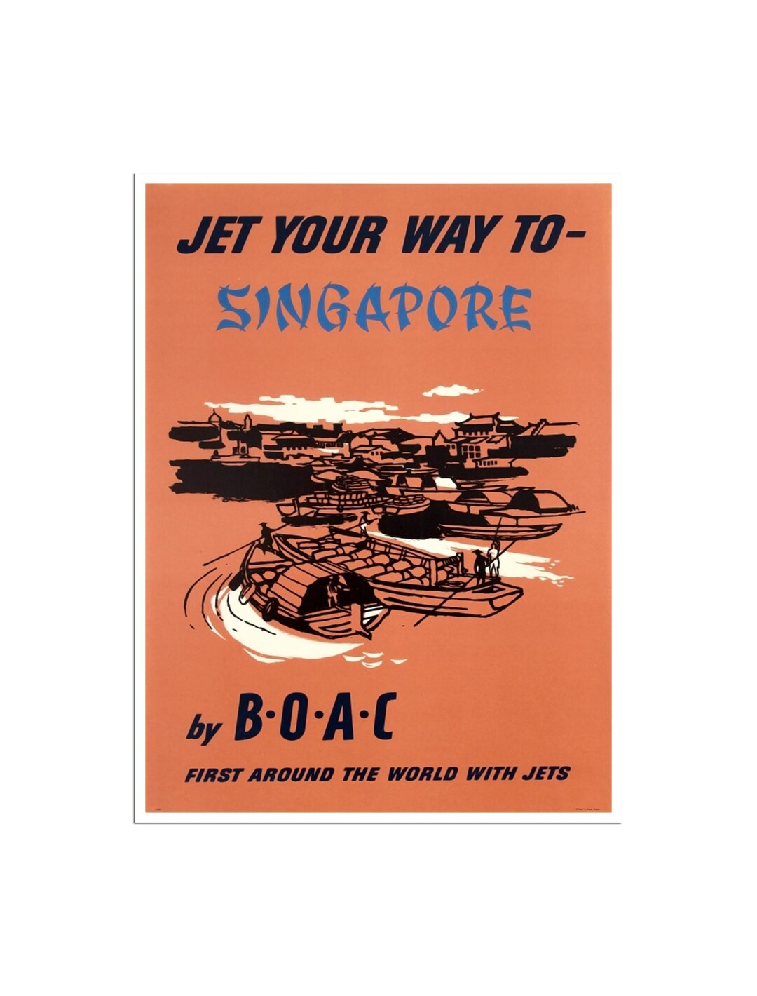 Singapore Art BOAC Travel Poster Asia Print (ajt153)a - Etsy
