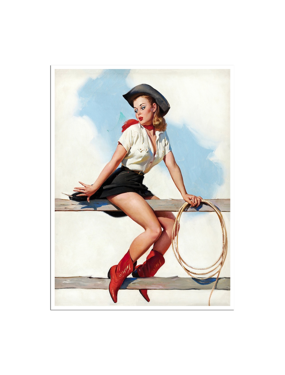 Cowgirl Pin up Poster Western Girl Print Vintage Poster Super Quality ...