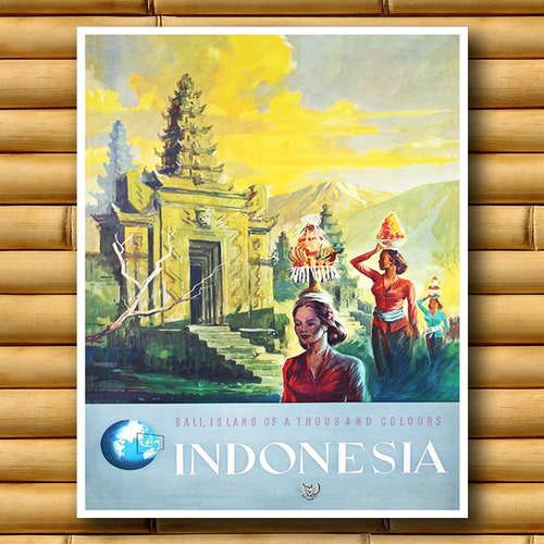 Indonesia Travel Poster Asian Home Decor Retro Wall Art Print - Etsy