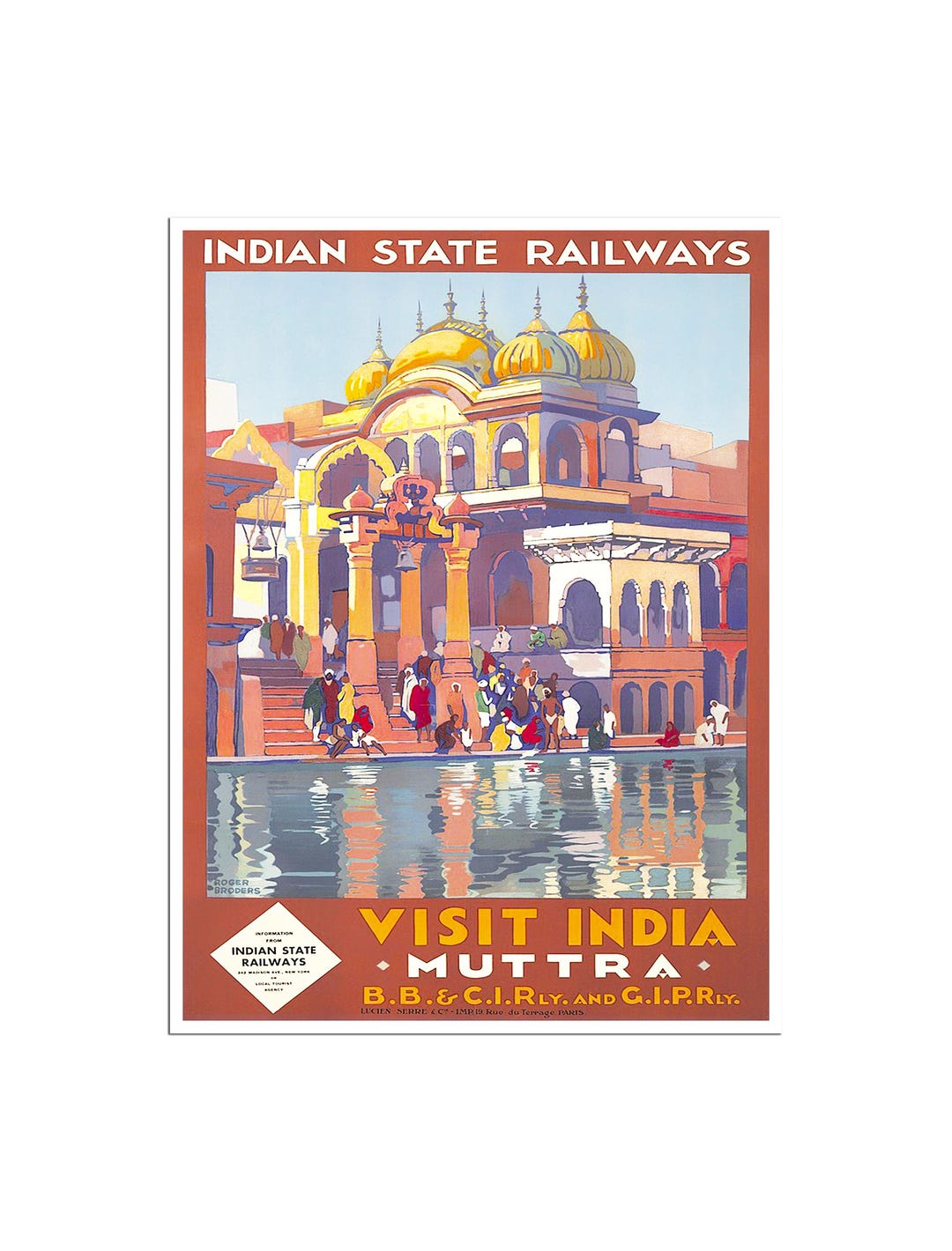 Mathura Travel Poster India Art Roger Broders (ajt172)a - Etsy