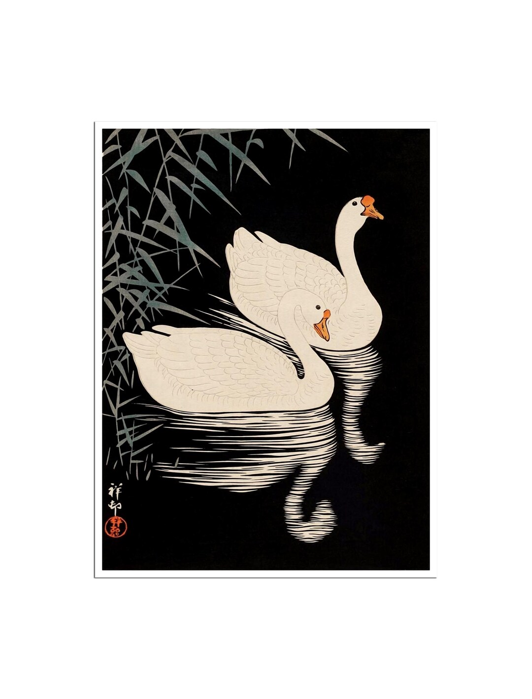 Japanese Woodblock Print White Swans Poster Shoson Ohara Art (j342)a - Etsy