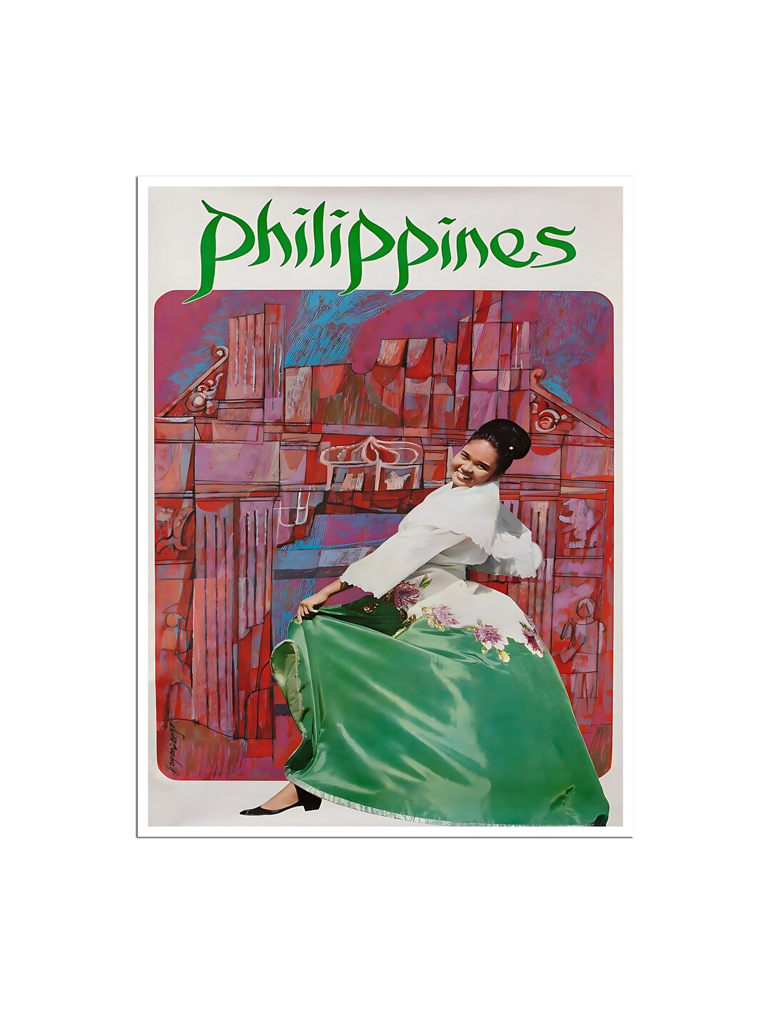 Philippines Art Travel Poster Filipino Girl Print Asian Heritage ...