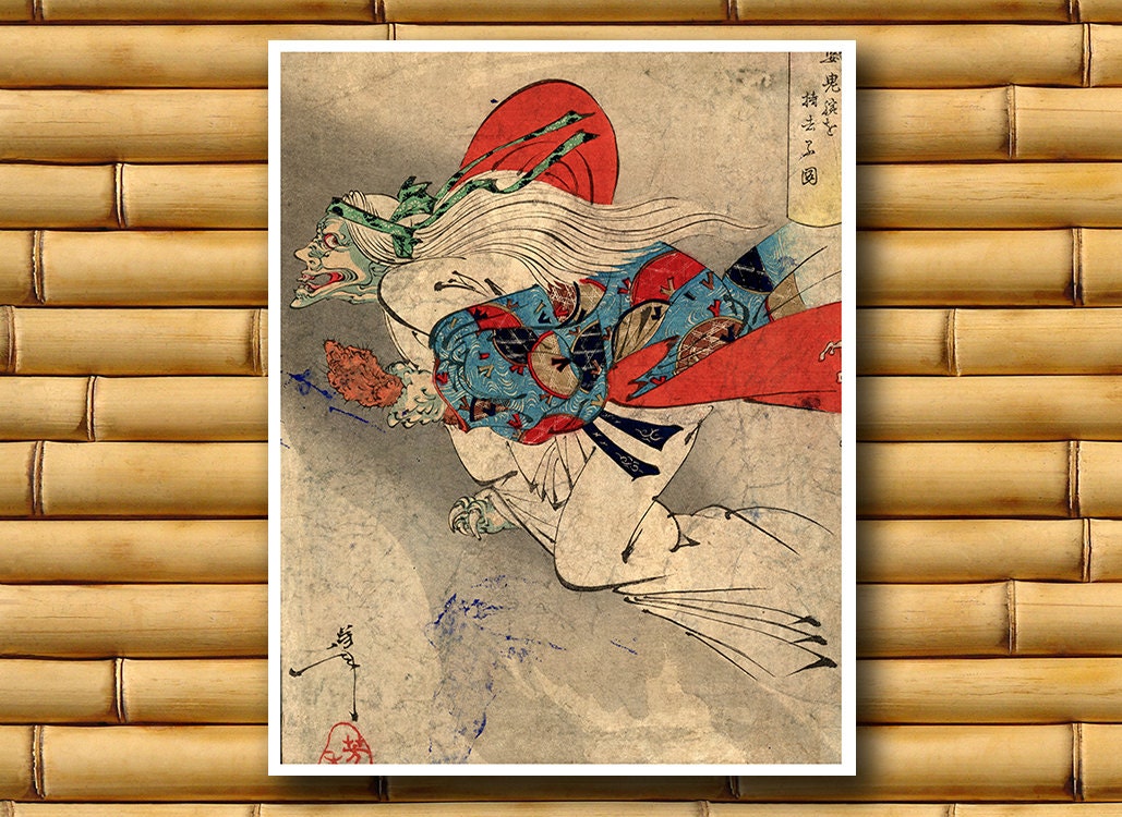 Japanese Demon Print - Etsy