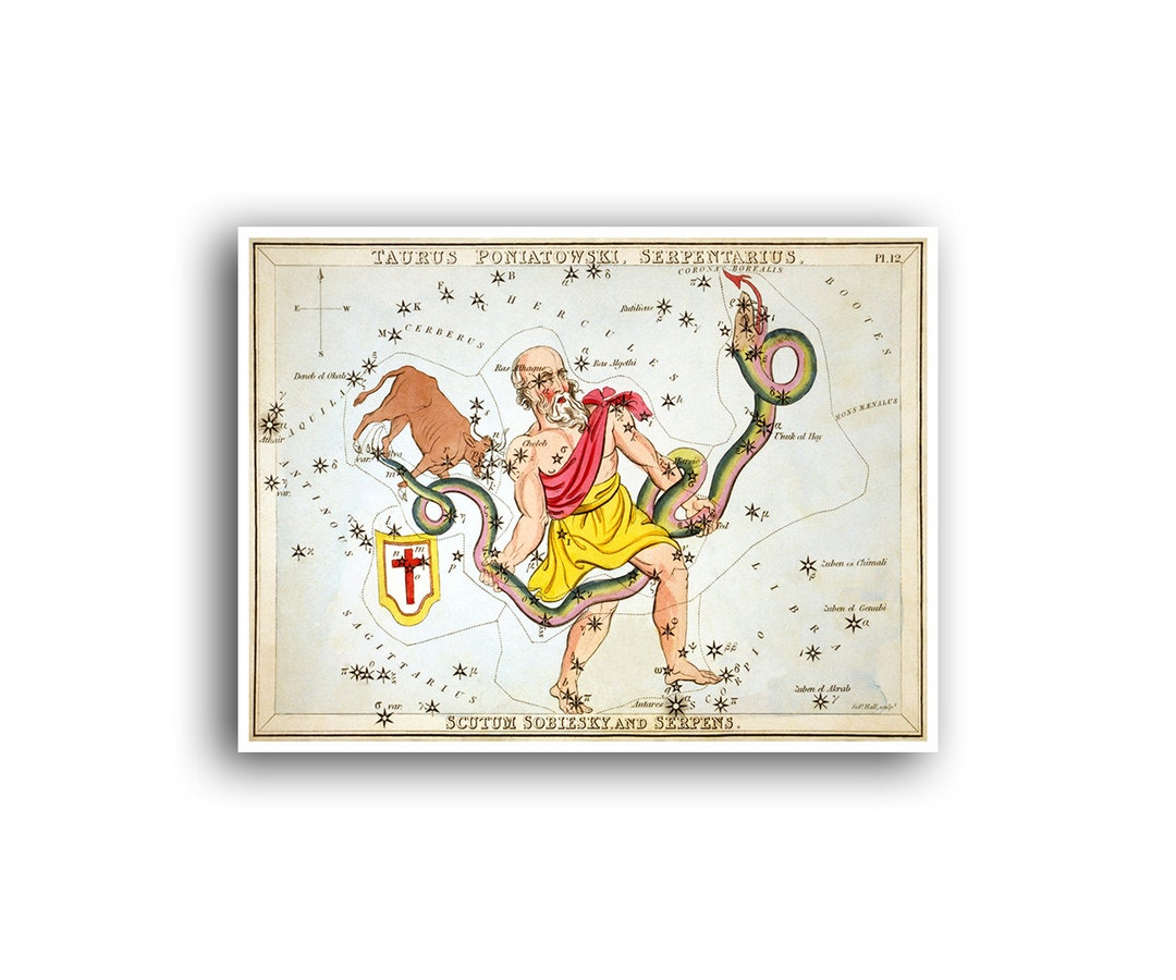 Taurus Constellation Map Star Chart Art Horoscope Vintage Zodiac Print ...