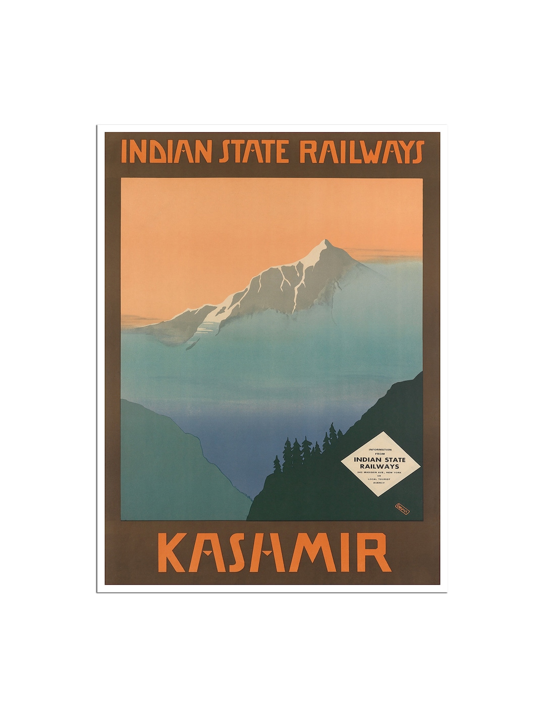 Kashmir Travel Poster India Art Indian State Railways Print (ajt296)a ...