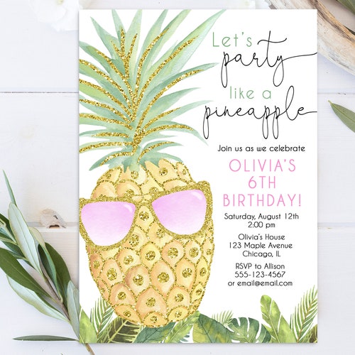 Party Like A Pineapple Invitation Tropical Pineapple - Etsy