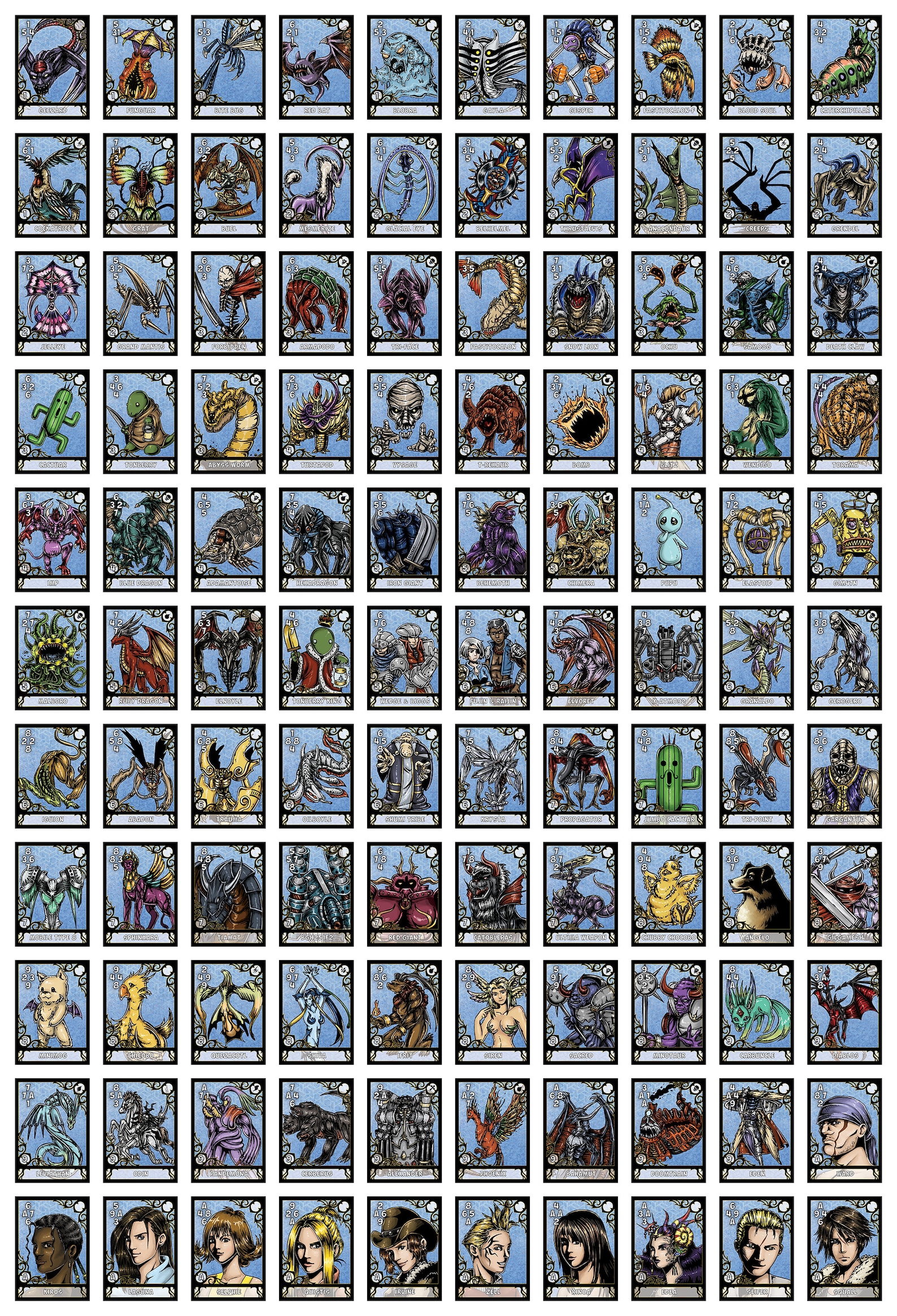 FFVIII Triple Triad Full Card Set - Etsy