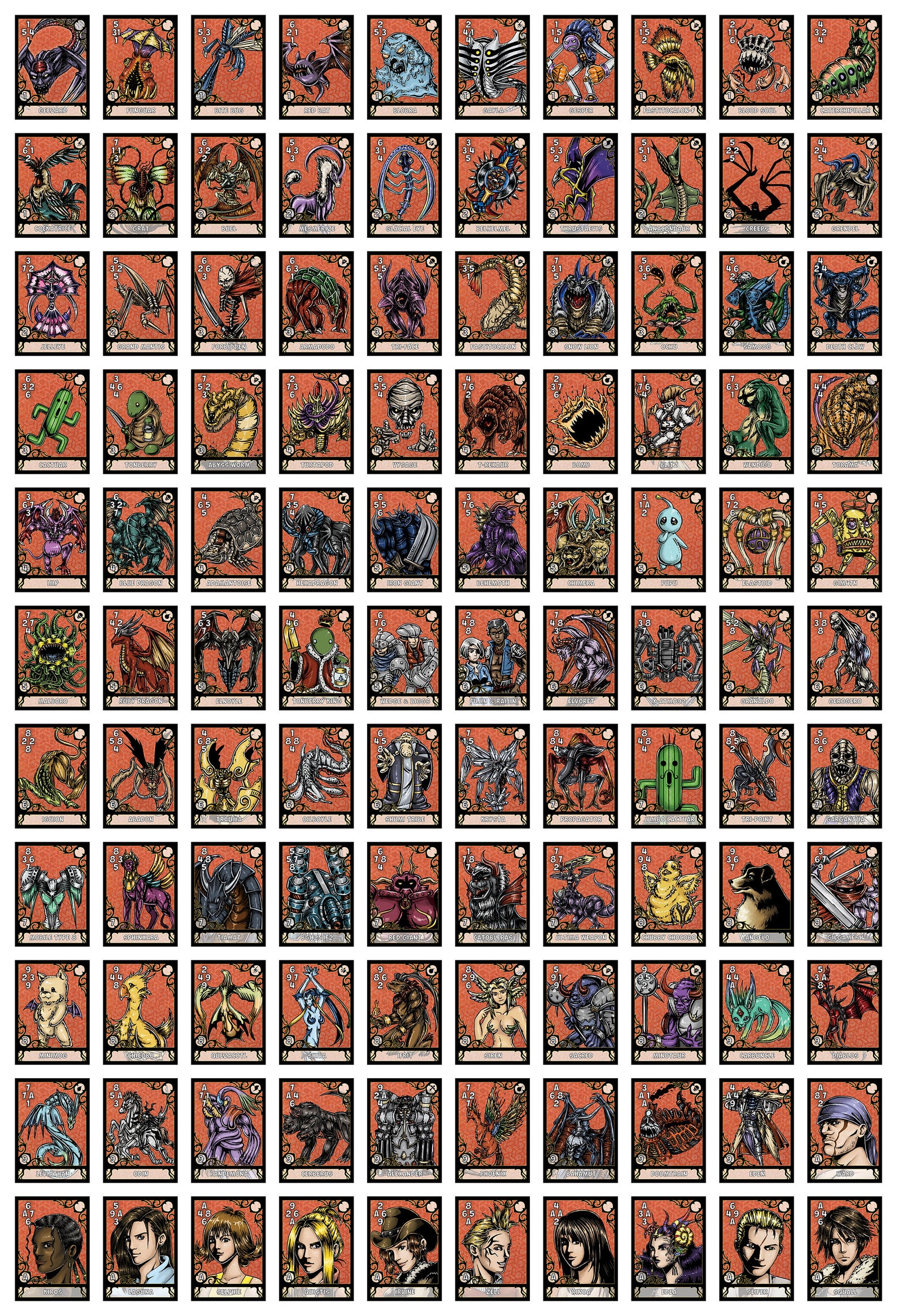 FFVIII Triple Triad Full Card Set - Etsy