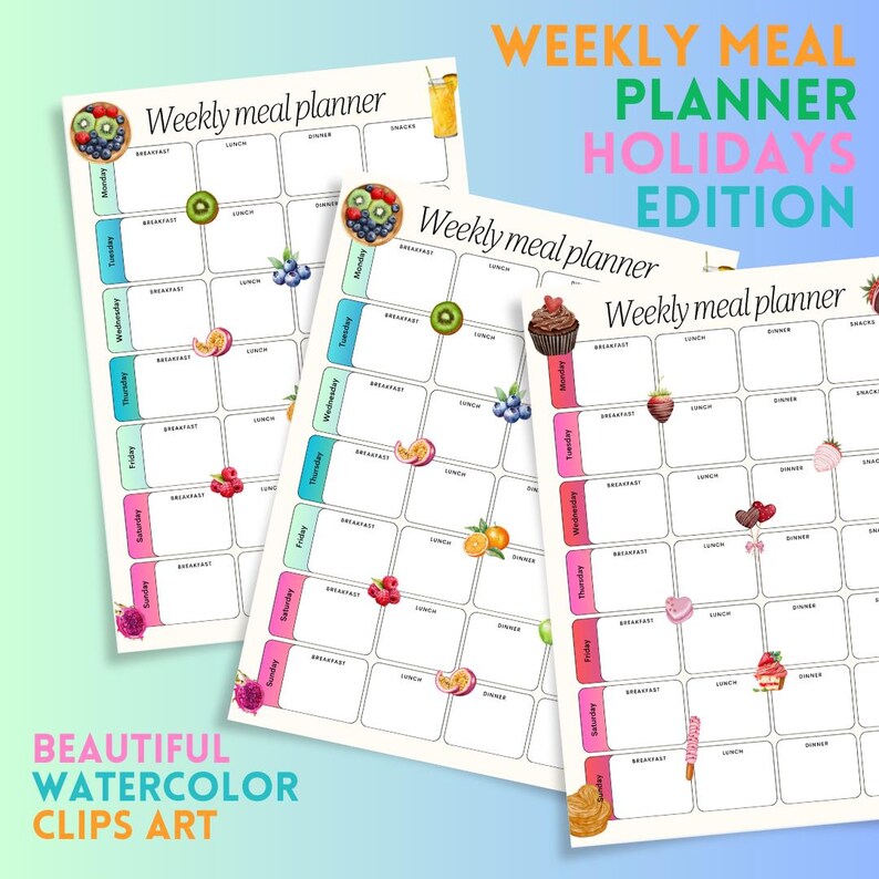 Seasonal Meal Planner, Weekly Meal Plan, Halloween Weekly Meal Planner ...