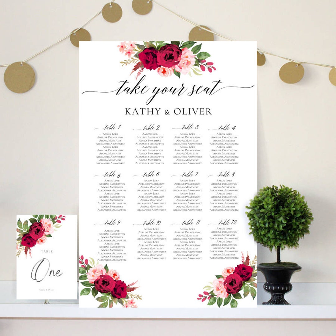 Wedding Seating Chart + Table # Templates, Wedding Table Numbers ...