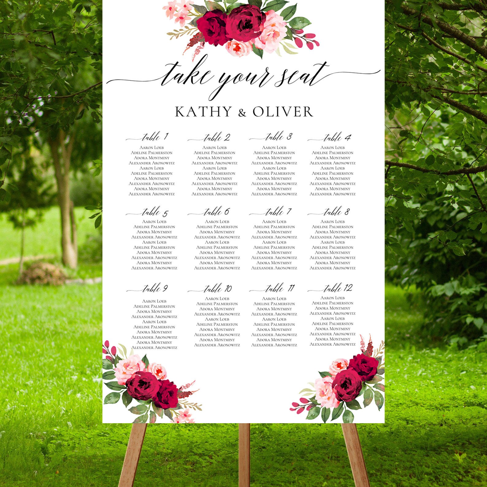 Wedding Seating Chart + Table # Templates, Wedding Table Numbers ...
