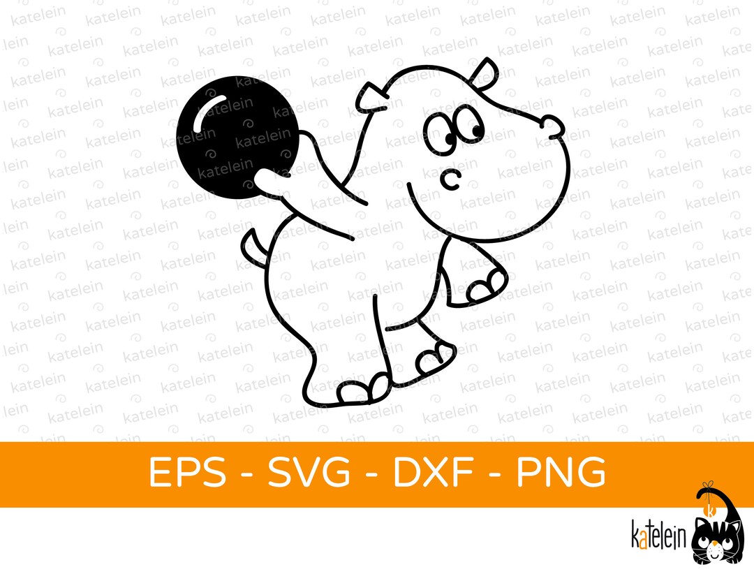 Bowling Plotter File SVG Dxf Png Eps Funny Hippopotamus Hippo Skittles ...