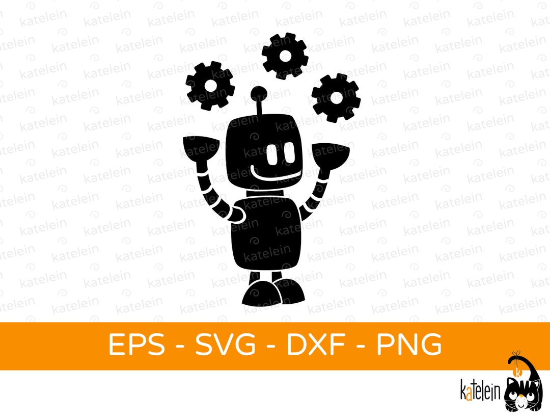 Robot Plotter File SVG Png Funny Robot Dxf Eps Clipart Robot Vector ...
