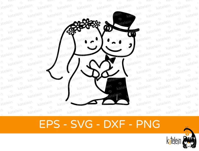 Bridal Couple Plotter File SVG Dxf Png Eps Wedding Marry Clipart ...