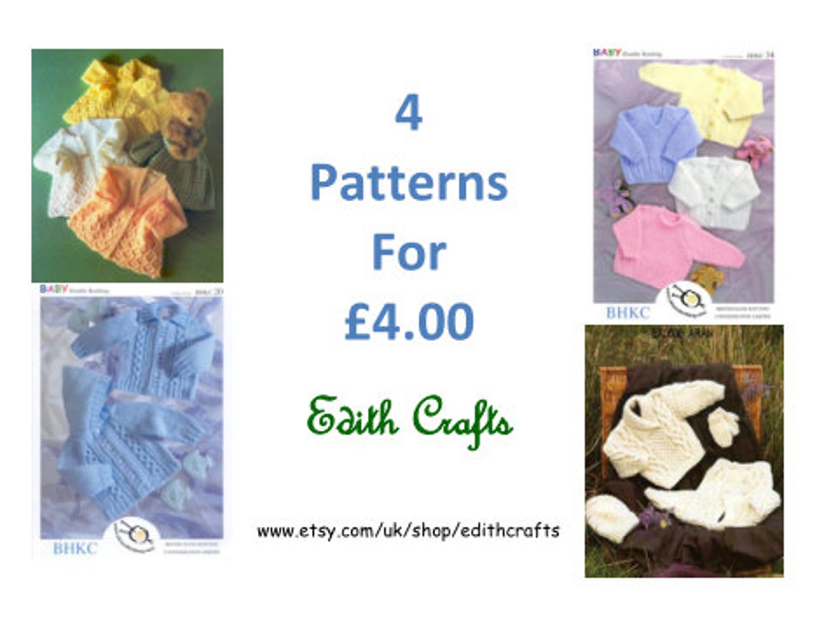 4 Knitting Patterns - Double Knitting Aran and 4-ply Baby Knitting ...