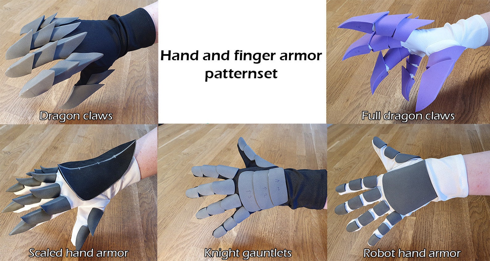 Foam/worbla Hand and Finger Armor Pattern Collection by Pretzl Cosplay ...