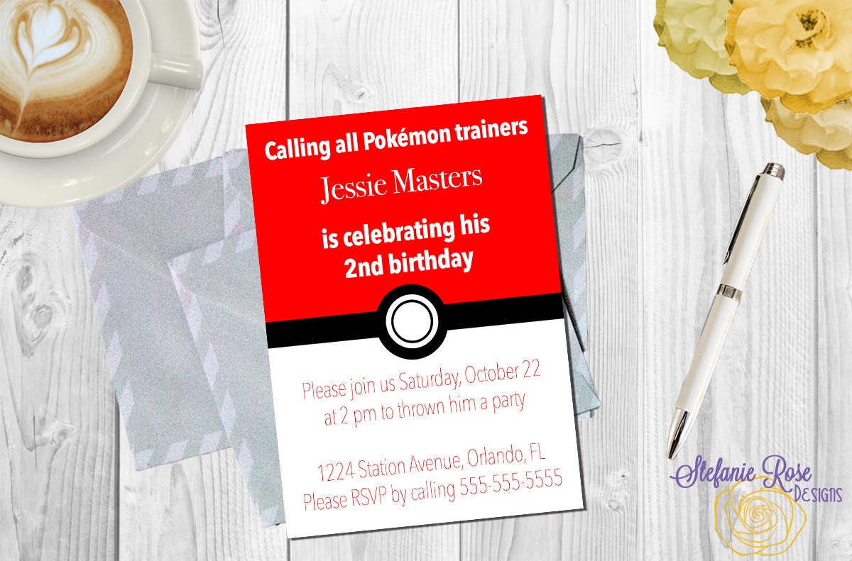 Pokemon Pokeball Birthday Invitation Digital - Etsy