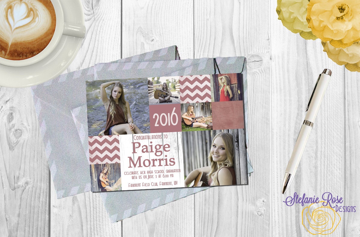 Custom Graduation Invitation Featuring 6 Photos Digital - Etsy