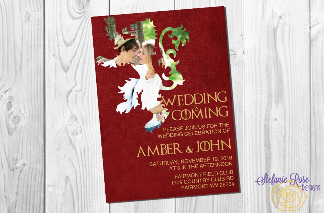 Wedding is Coming Game of Thrones Custom Wedding Invitation House of ...
