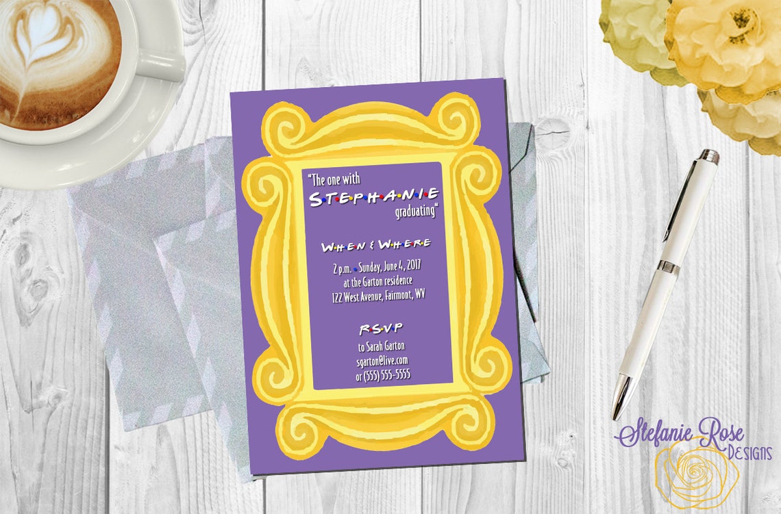 Friends TV Show Graduation Invitation Gold Frame digital - Etsy