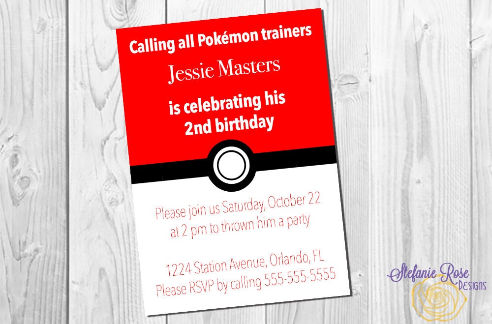 Pokemon Pokeball Birthday Invitation Digital - Etsy