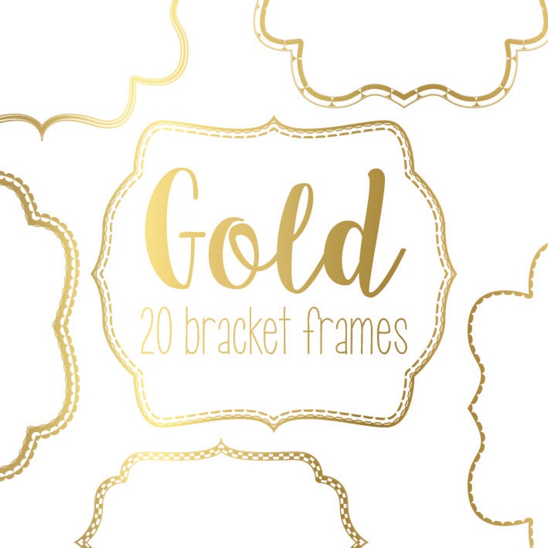 20 Gold bracket frame borders with detail. Instant digital | Etsy